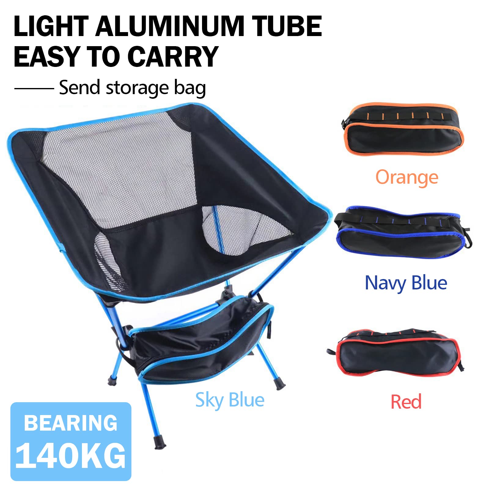 MAIPSIG Outdoor Folding Chair Camping Chairs Compact Back Packing Chair, 400 lbs Capacity, Folding Chairs Packable Lightweight for Hiking and Beach (Orange)