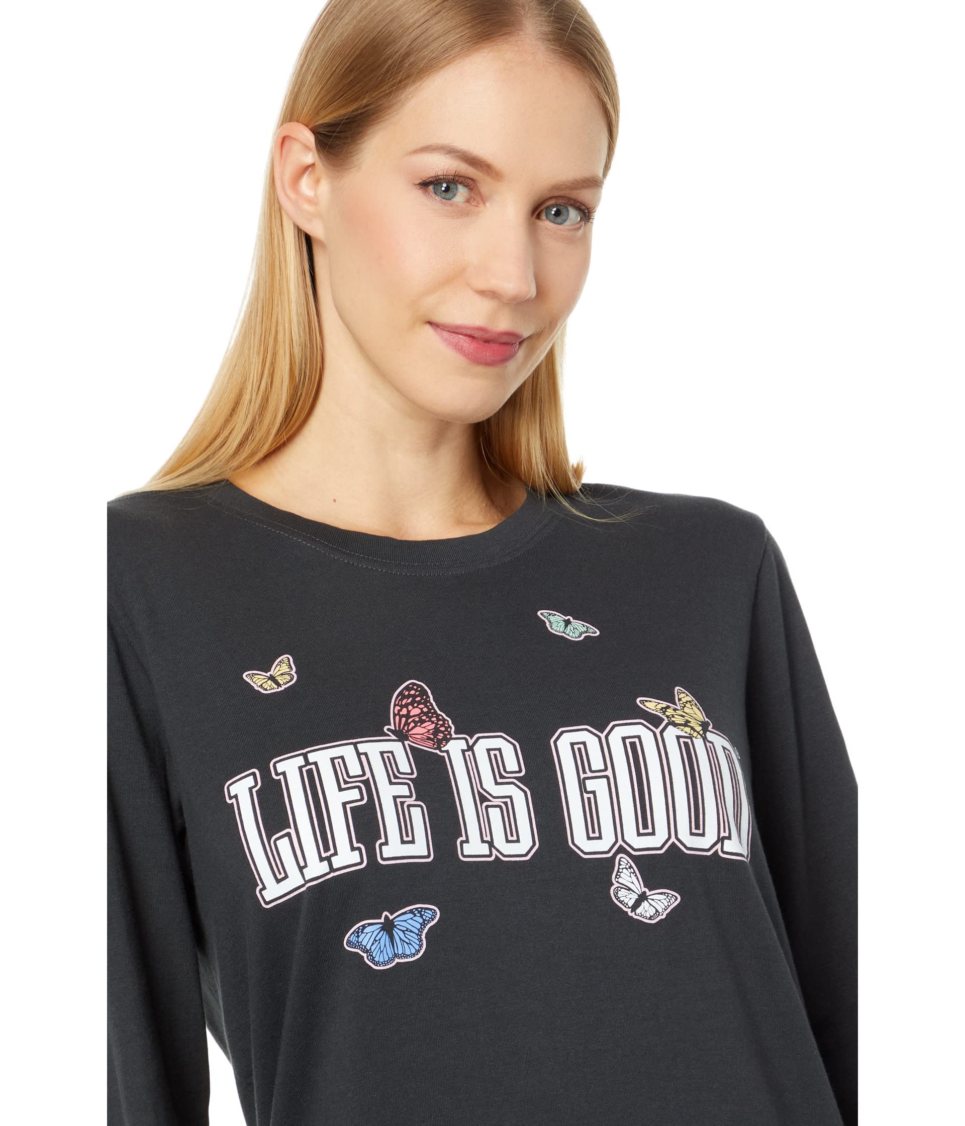Life is Good Monarch Butterflies Long Sleeve Crusher™ Tee Jet Black SM (US 4-6)