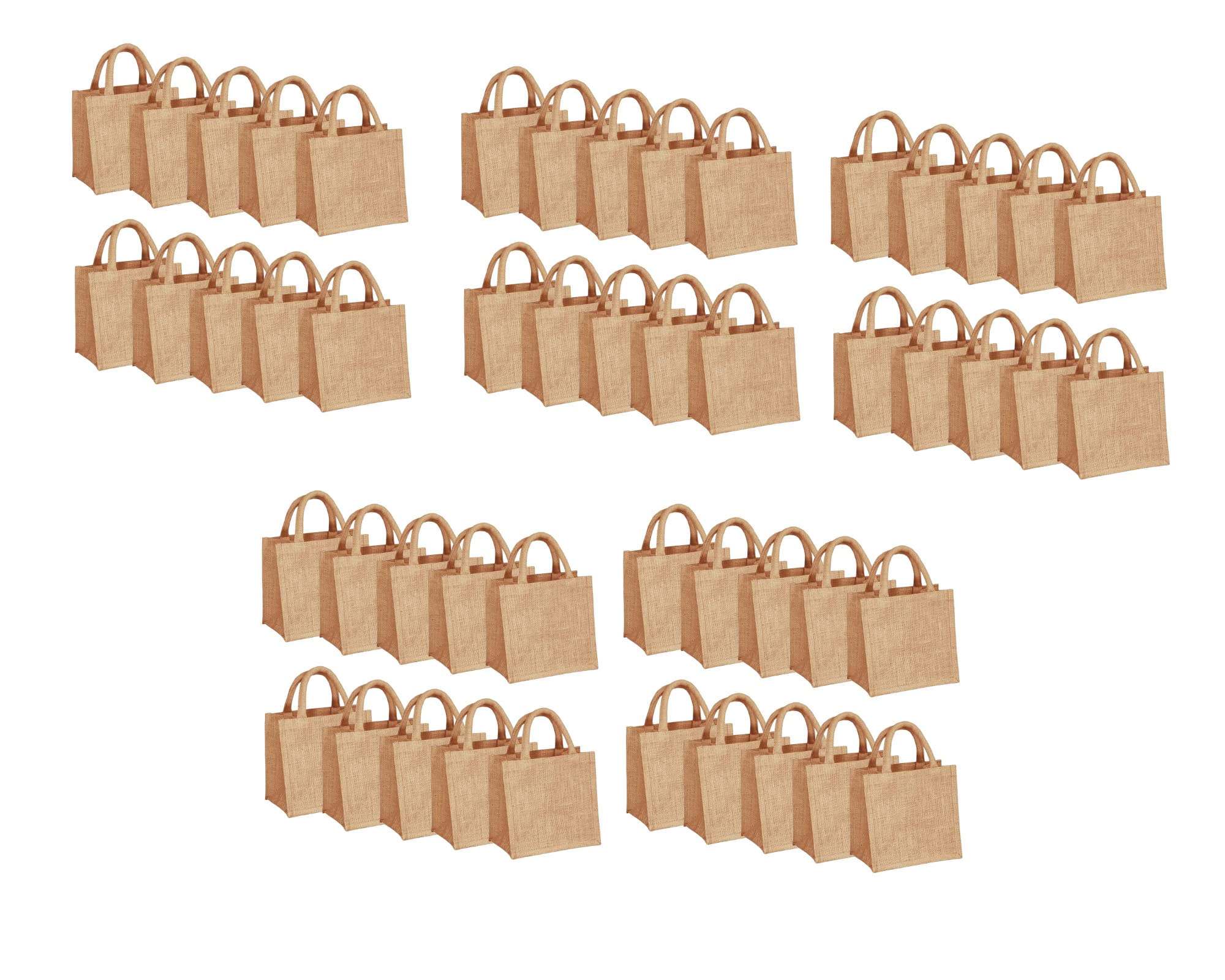 Imagine Color 50 Small Jute Burlap Gift Bags with Handles in Bulk, Burlap Tote, Wedding Welcome Bags, Bridesmaids Gifts, Bachelorette Party Favors Swag bags DIY Reusable 8โx 8โx6