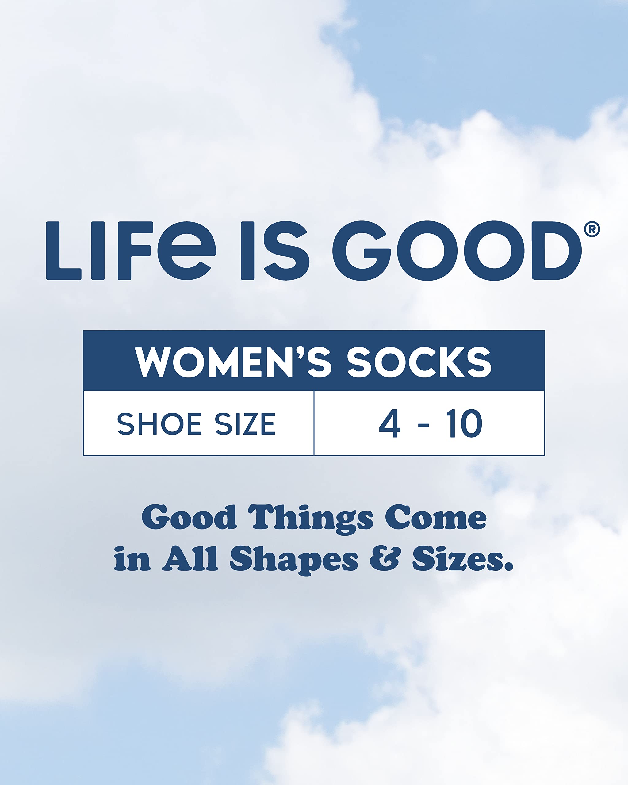Life is Good Women's Socks - Novelty Low Cut Ankle Socks (6 Pack), Size 4-10, Blue/White