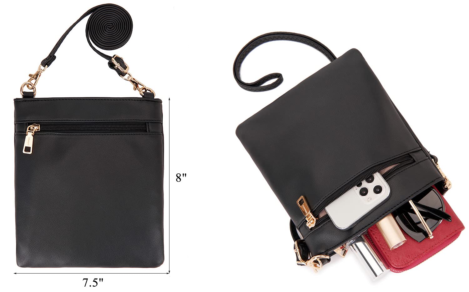 Large Crossbody Bags Ladies Shoulder Handbags Purse and Wallet Set for Women Hobo Purses Black