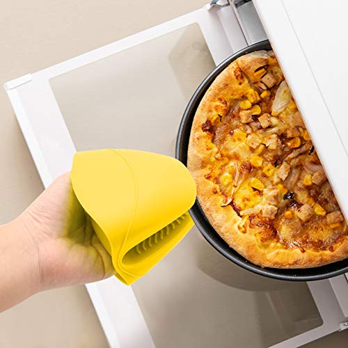 KUFUNG Silicone Cooking Pinch Grips Oven Mitts, Finger Protector Pot Holder for Kitchen,Cooking,Baking,BBQ - Heat Resistant Gloves (Yellow)