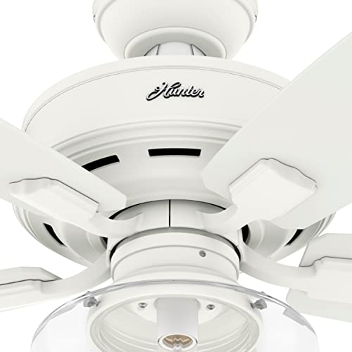 Hunter Fan Company, 50279, 52 inch Bennett Matte White Ceiling Fan with LED Light Kit and Handheld Remote