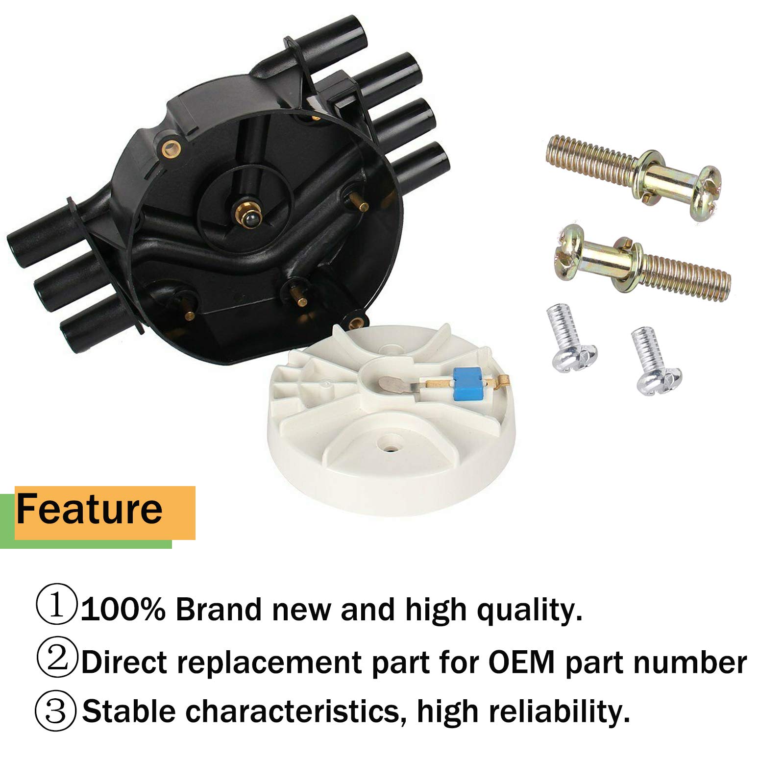 Ignition Distributor Cap and Rotor Kit Compatible with GMC Chevrolet Trucks V6 4.3L Vortec - 1996-2005 Astro Blazer, 1996-2001 Jimmy and more | Replace DR475 DR331 D465 D328A 10452457 10452458