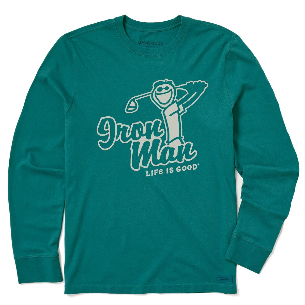 Life is Good. Men's Big Jake Iron Man LS Crusher Tee, Spruce Green, Small