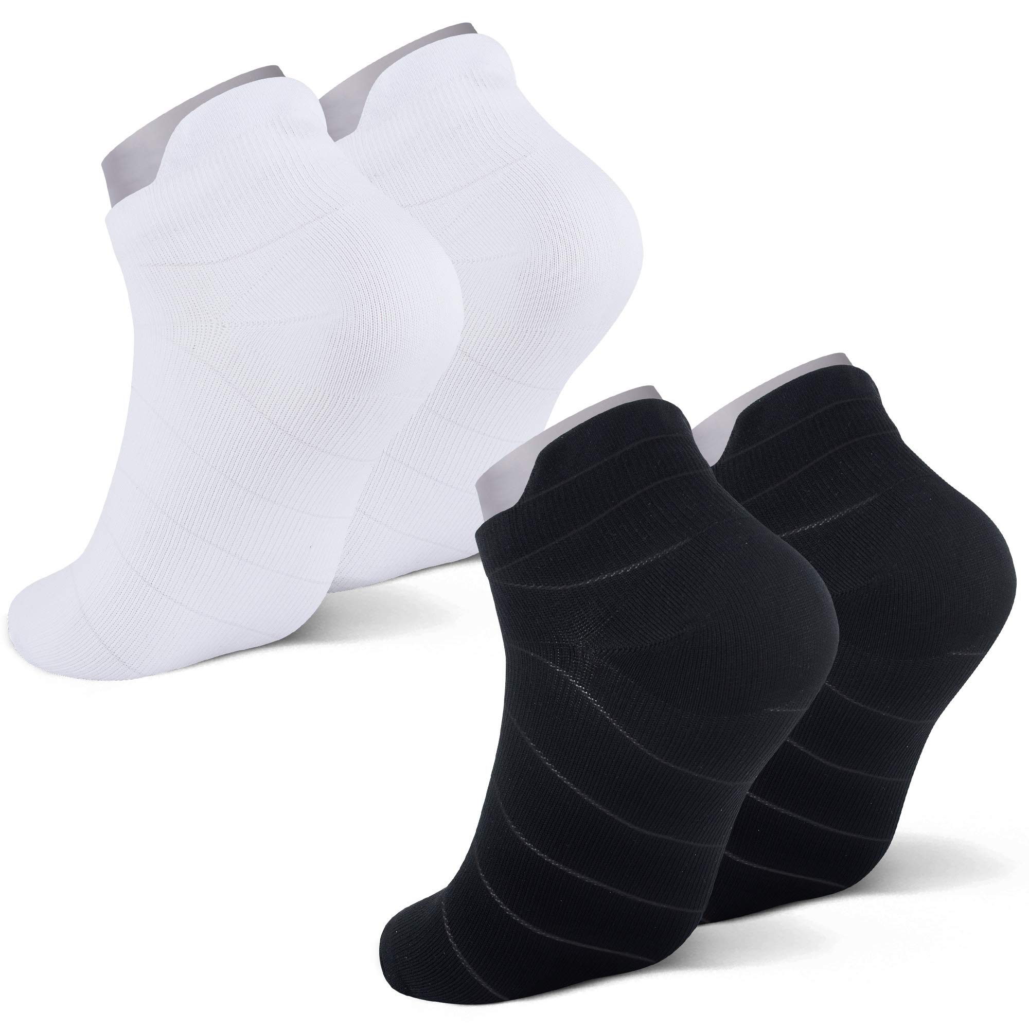 JHM Athletic Compression Running Socks for Men & Women - Low Cut Sport Socks Black Size M