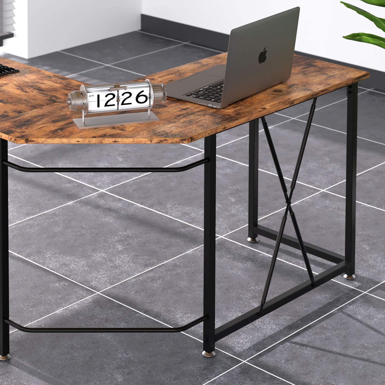 IRONCK L-Shaped Computer Corner Desk, Industrial L-Shaped Writing Workstation, Gaming Desk for Home Office, Space-Saving, Easy to Assemble, Rustic Brown
