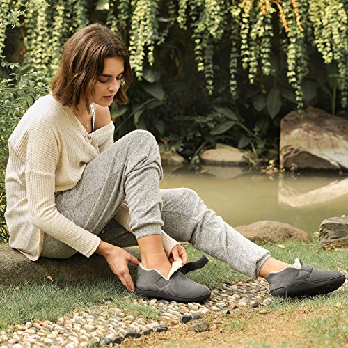 Zizor Women's Ivy Adjustable House Shoes Indoor Outdoor (Dark Grey, Size 7)