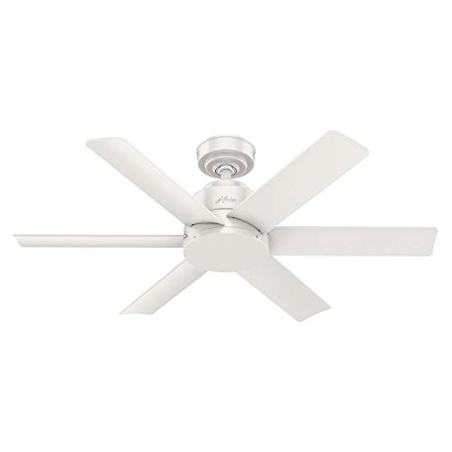 Hunter Fan Company Kennicott 44-inch Indoor/Outdoor Fresh White Casual Ceiling Fan Without Light Kit, Includes Wall Control, Reversible WhisperWind Motor, and SureSpeed Technology