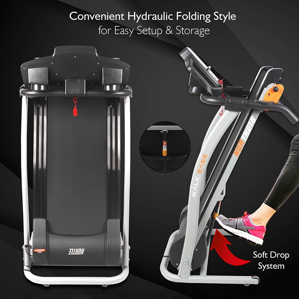 Hurtle Electric Folding Treadmill Exercise Machine - Smart Compact Digital Fitness Treadmill Workout Trainer w/Bluetooth App Sync, Manual Incline Adjustment, for Walking, Running, Gym HURTRD18