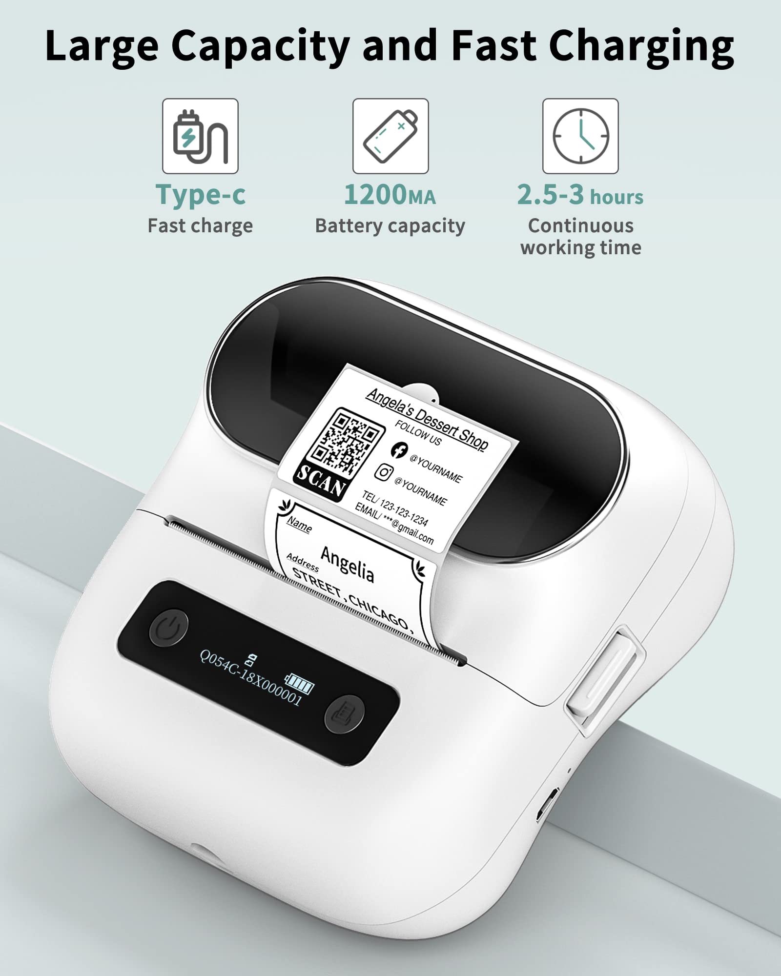 Itari Label Maker Thermal Label Printer, M220 Bluetooth Wireless Inkless Portable Printer for Barcode, Address, Labeling, Mailing, Small Business, Support Phones and PC, with 1 Roll 40×30mm Label