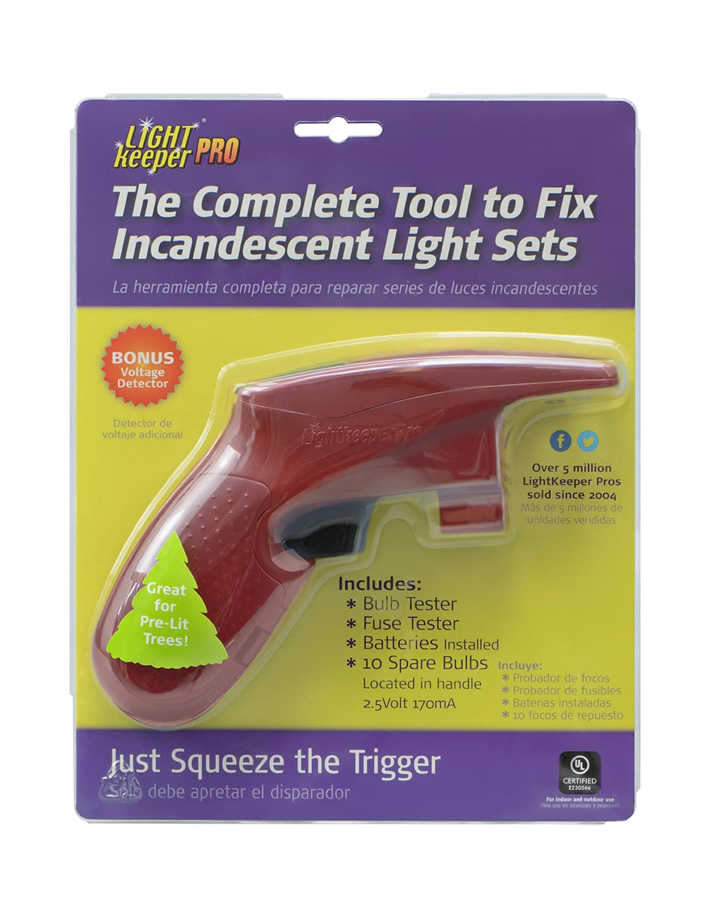 LightKeeper Pro® - The Complete Tool for Fixing Incandescent Light Sets Plus ScentKeeper Scented Ornaments + ½ Ounce of Pure Oil Spray for Your Tree and 100 Clear Replacement Bulbs (2.5v/170ma)