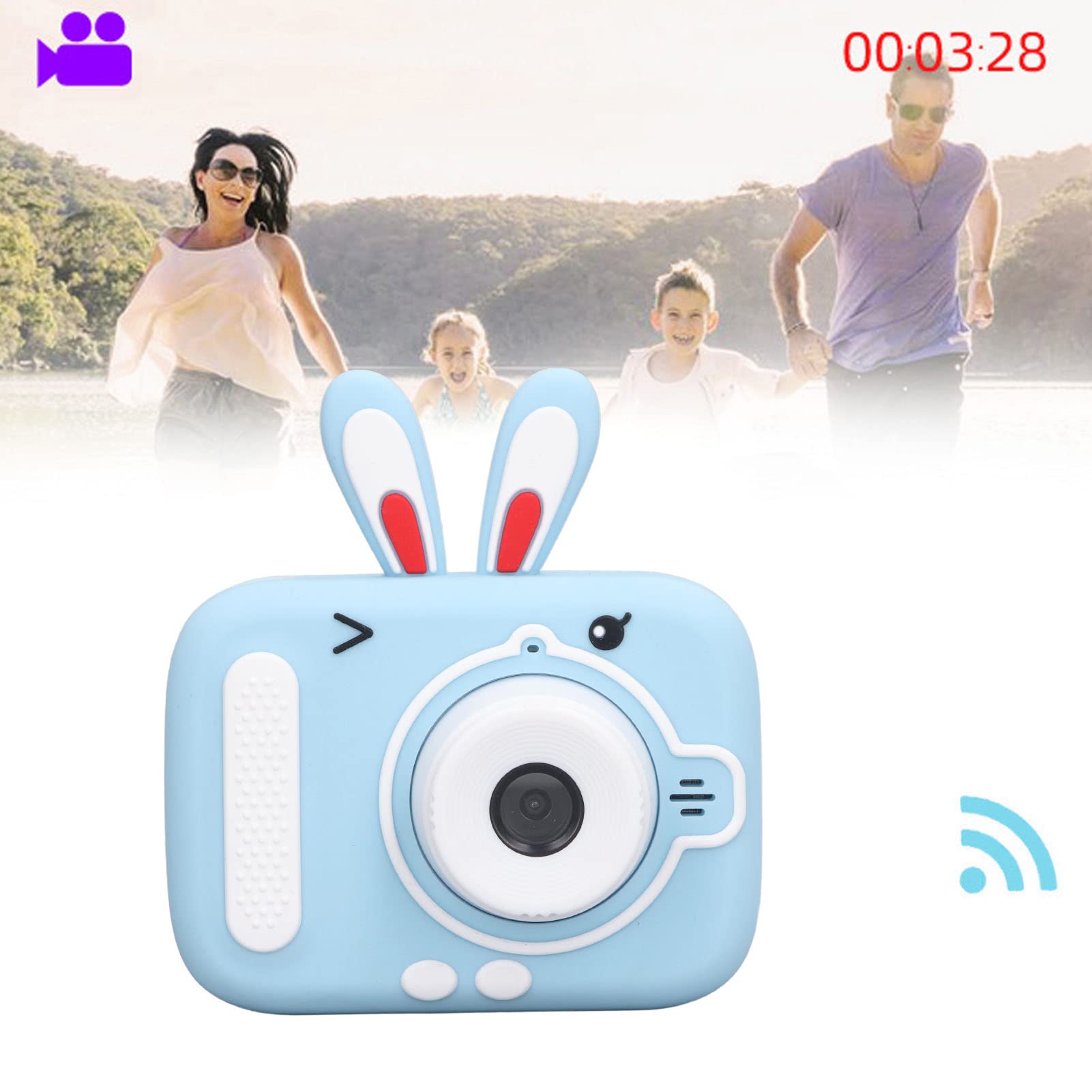 Kids Camera, Silicone Cover Kids Camera Toy Rich Effects 2.0 Inch Color Display 1080P for Daily Life (Blue)