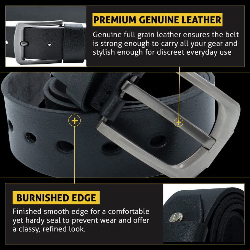 Leather SR Classic Mens Leather Belts Genuine Cow Leather Belt - Leather Belt For Men - Mens Work Belts Leather Heavy Duty (Black, 40)