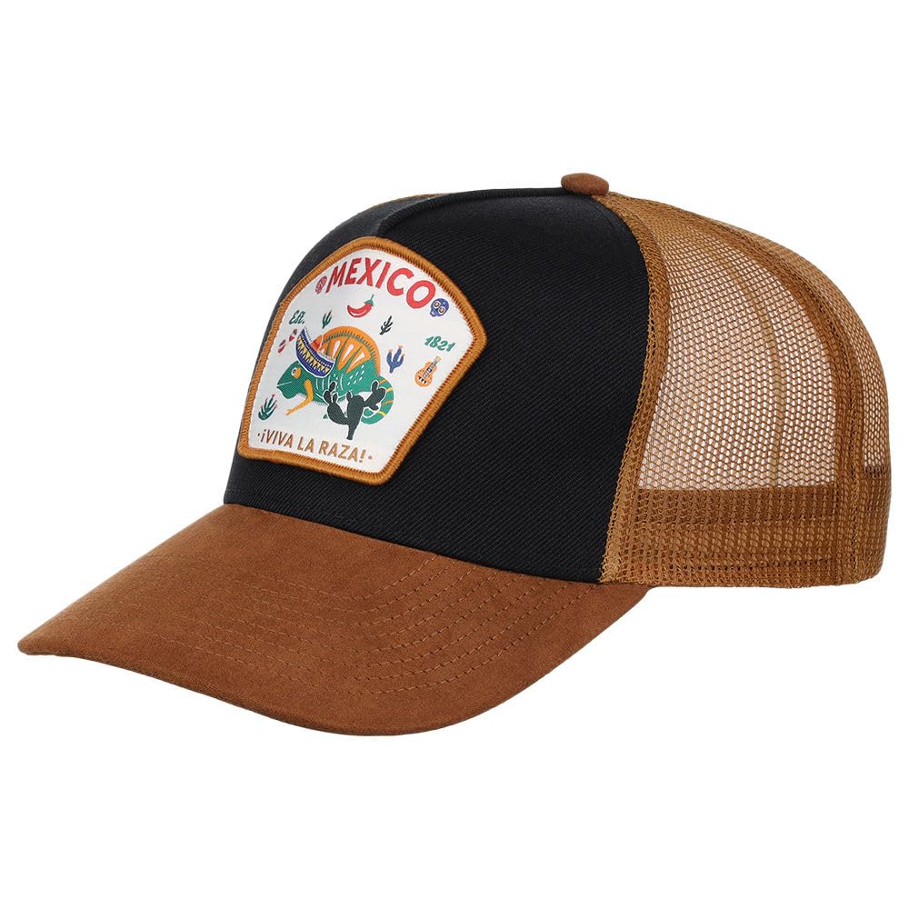 Local Crowns Mexico Torn and Tattered Flag Curved Trucker Adjustable Black Snapback Cap