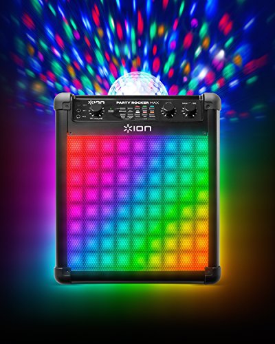 ION Audio Party Rocker Max - 100W Portable Wireless Bluetooth Speaker and Karaoke Centre with Rechargeable Battery, Party Light Display and Microphone
