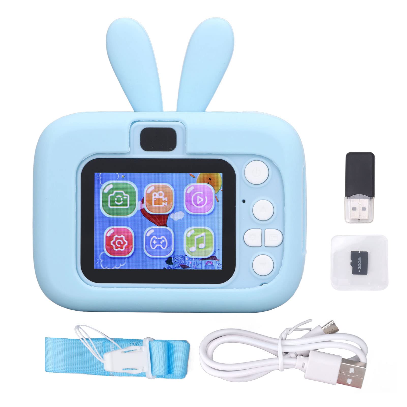 Kids Camera, Silicone Cover Kids Camera Toy Rich Effects 2.0 Inch Color Display 1080P for Daily Life (Blue)