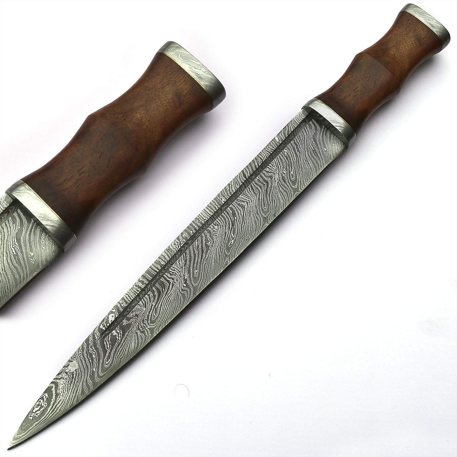 JNR Traders Damascus Steel Full Tang Fixed Blade Hunting Knife with Leather Sheath -4002