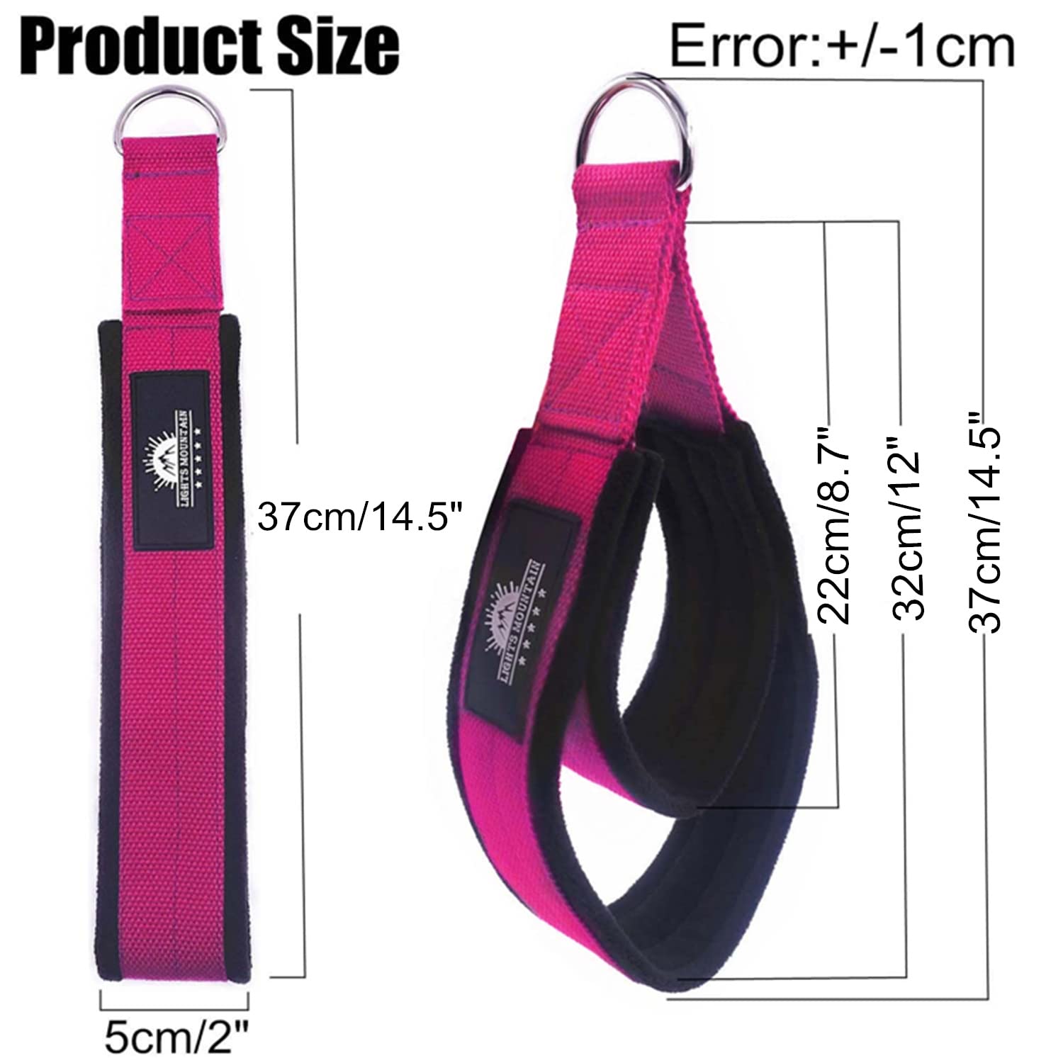 Lights Mountain 1 Pair Pilates Double Loop Straps for Reformer, Fitness D-Ring Straps Handle, Yoga Exercise Accessories for Home Gym Workout
