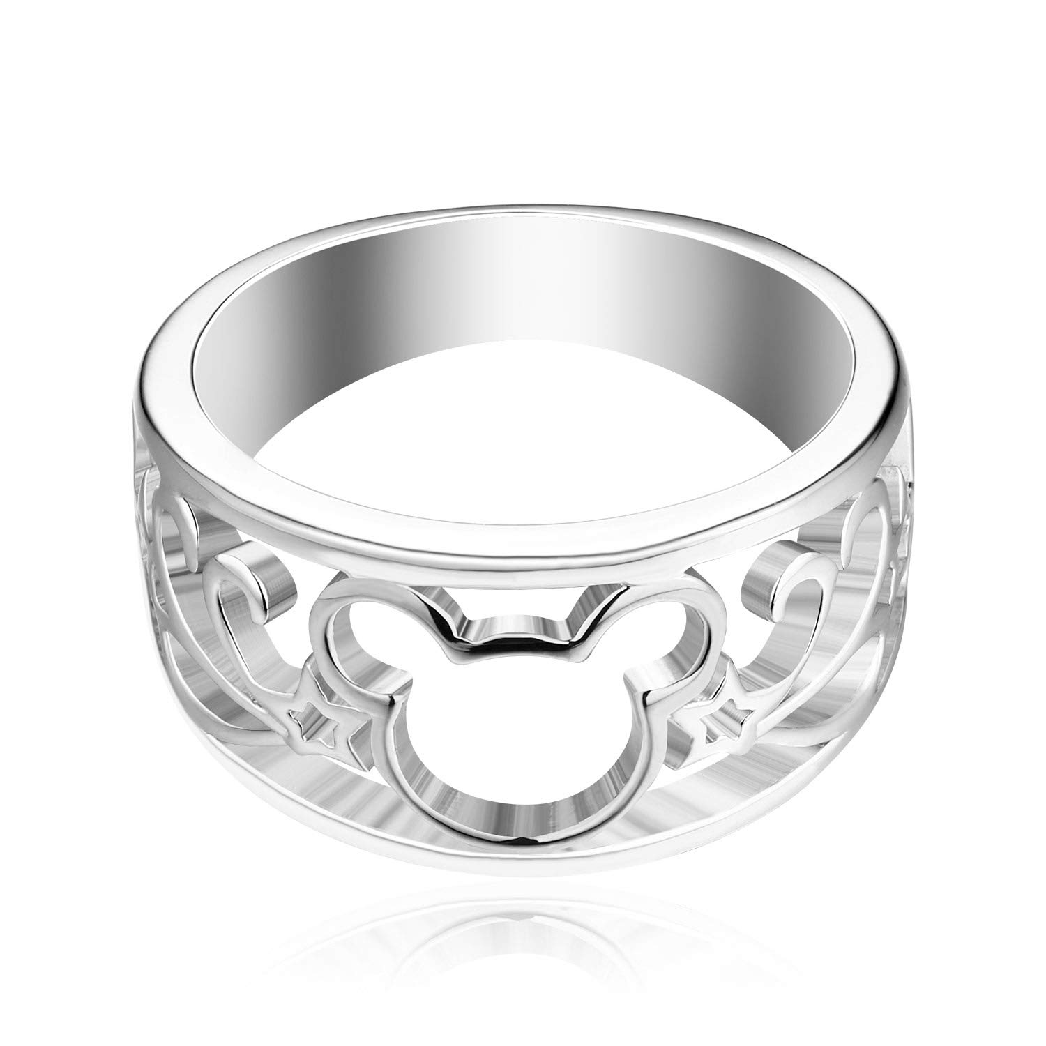 JO WISDOM 925 Sterling Silver and Yellow Gold Plated Mouse Ring Size8(white gold)