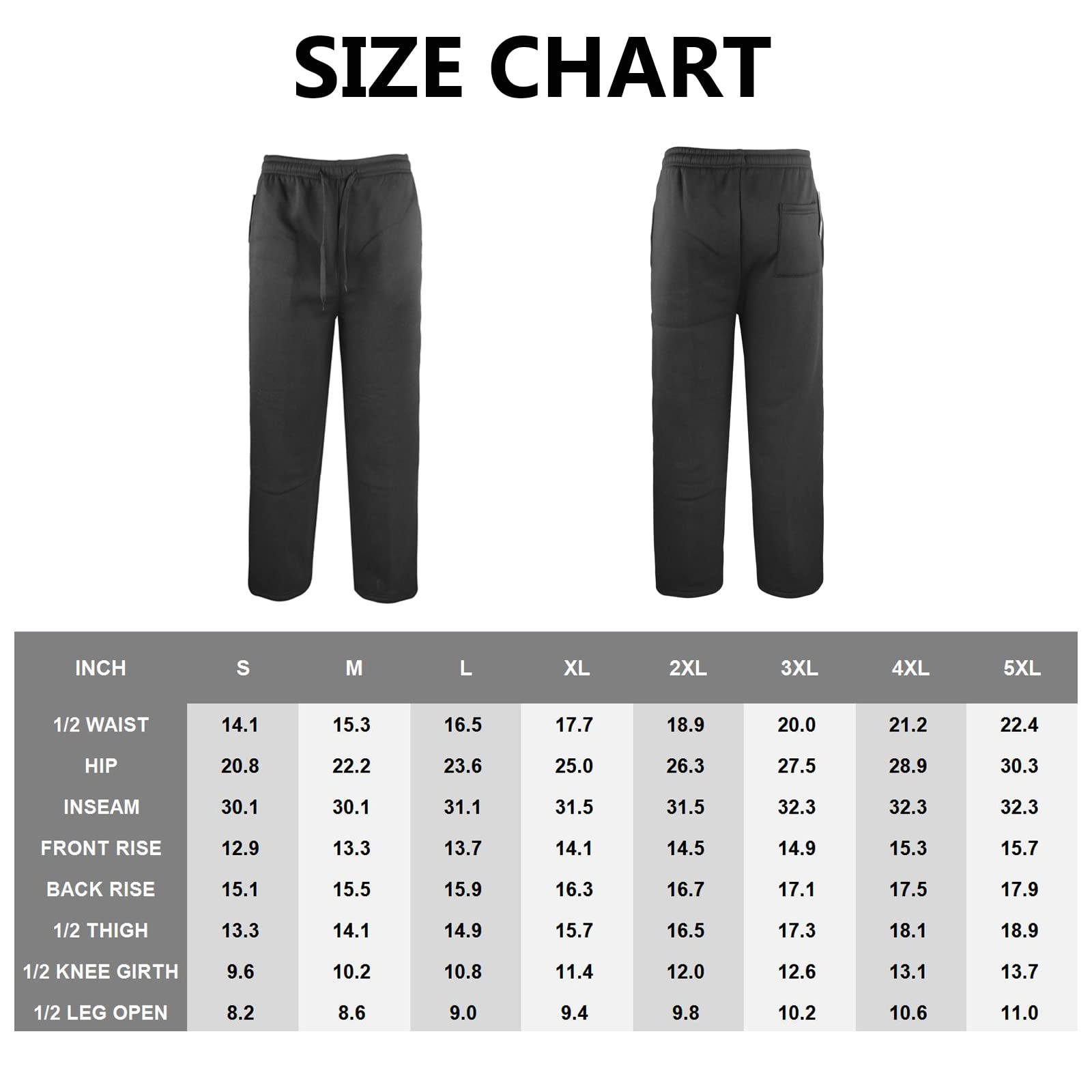 LI HANTON Men's Sweatpants Fleece Jogger Pants Athletic Workout Running Sports Sweatpants with Pockets Open Bottom(Black, US M)