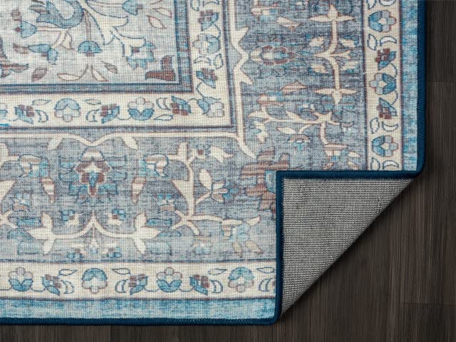 VCNY Home - Area Rug, Machine Washable, Non-Skid Mat with Traditional Medallion Printed Chenille (Era Collection, 7' 10" x 9' 6")