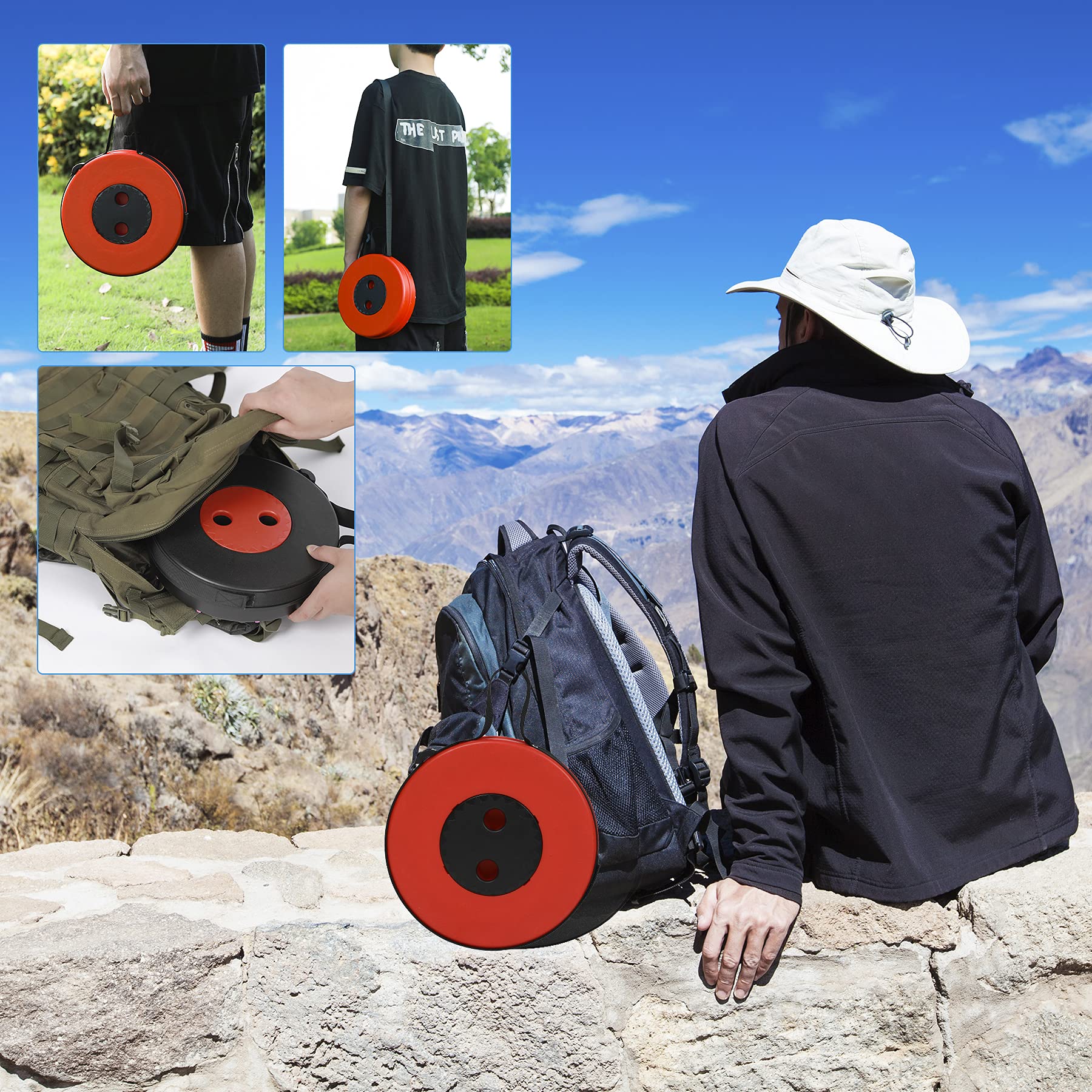 KMANDLU Upgraded Folding Camping Stool, Portable Telescoping Stool, Lightweight Collapsible Stool for Camping Fishing Hiking Travel BBQ, Adjustable Plastic Stools Max Load 405 lbs