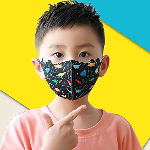 Kids Children Dinosaurs Cartoon Face Mask, Washable Face Shield Cover, Anti-Dust, Reusable 5Pcs