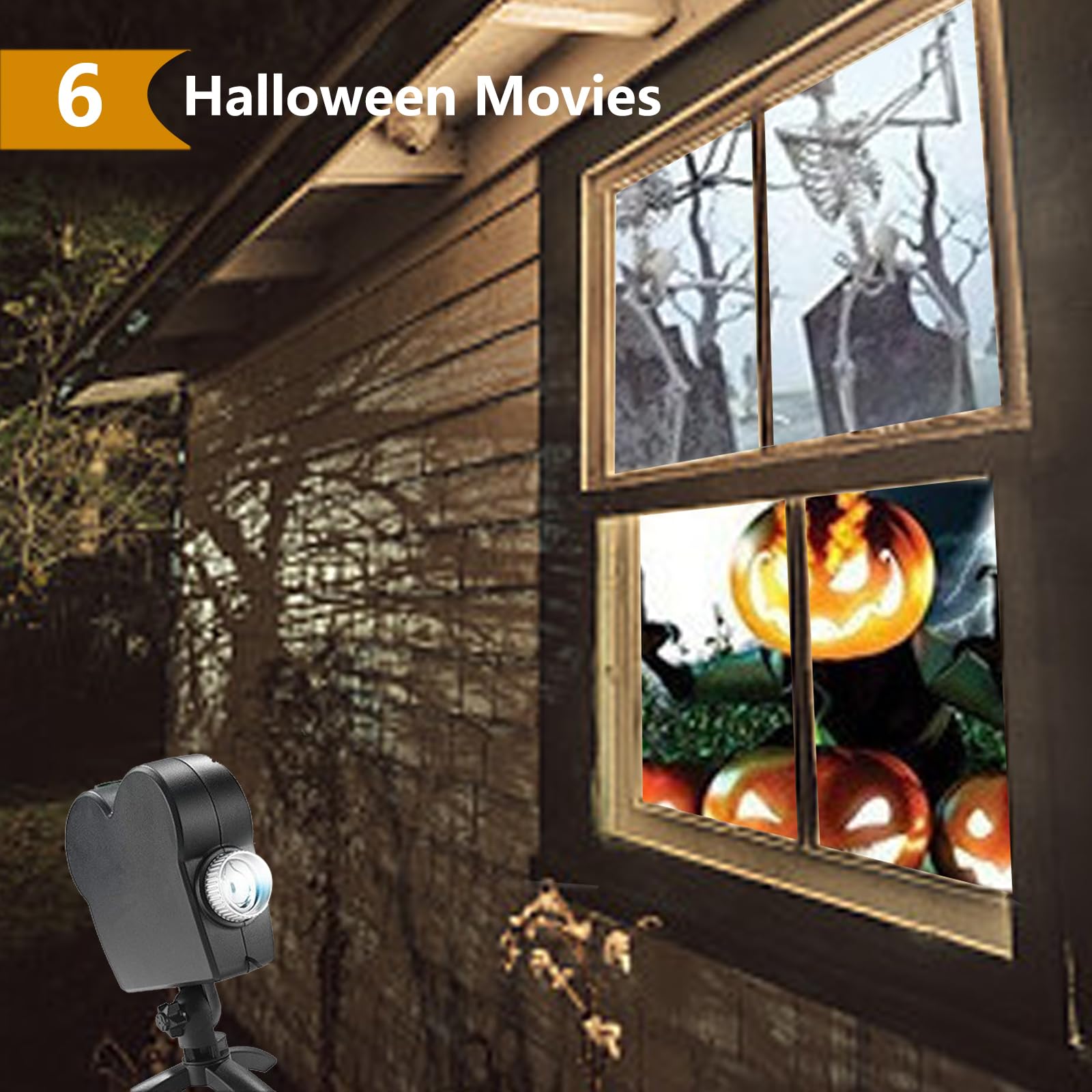 Halloween Window Projector,Christmas LED Holographic Projection Lights,3D Moving Ghost Skeletons Projection Lamp for Indoor/Outdoor, Holiday, Christmas, Party Decor (black)