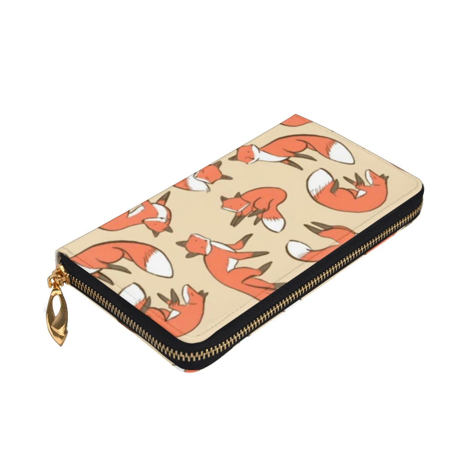 NHGFVT Many Foxes Printed Wallet Women Zip Around Organizer Wallet Long Leather Wallet Clutch Purse, One Size