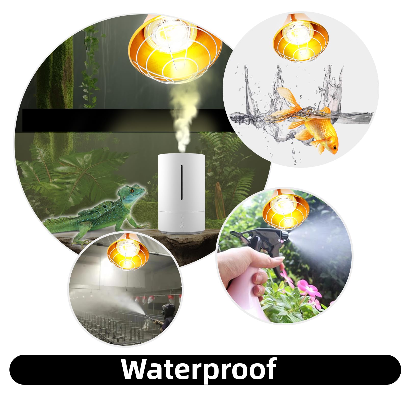 Hypool Reptile Heat Lamp Fixture 8.5inch Deep Dome Light MAX 300W Reptile Light Fixture for Heat Bulbs UVB Bulbs Basking Light for Reptiles Bearded Dragon Chicken Dog Pig(Bulb Not Included)