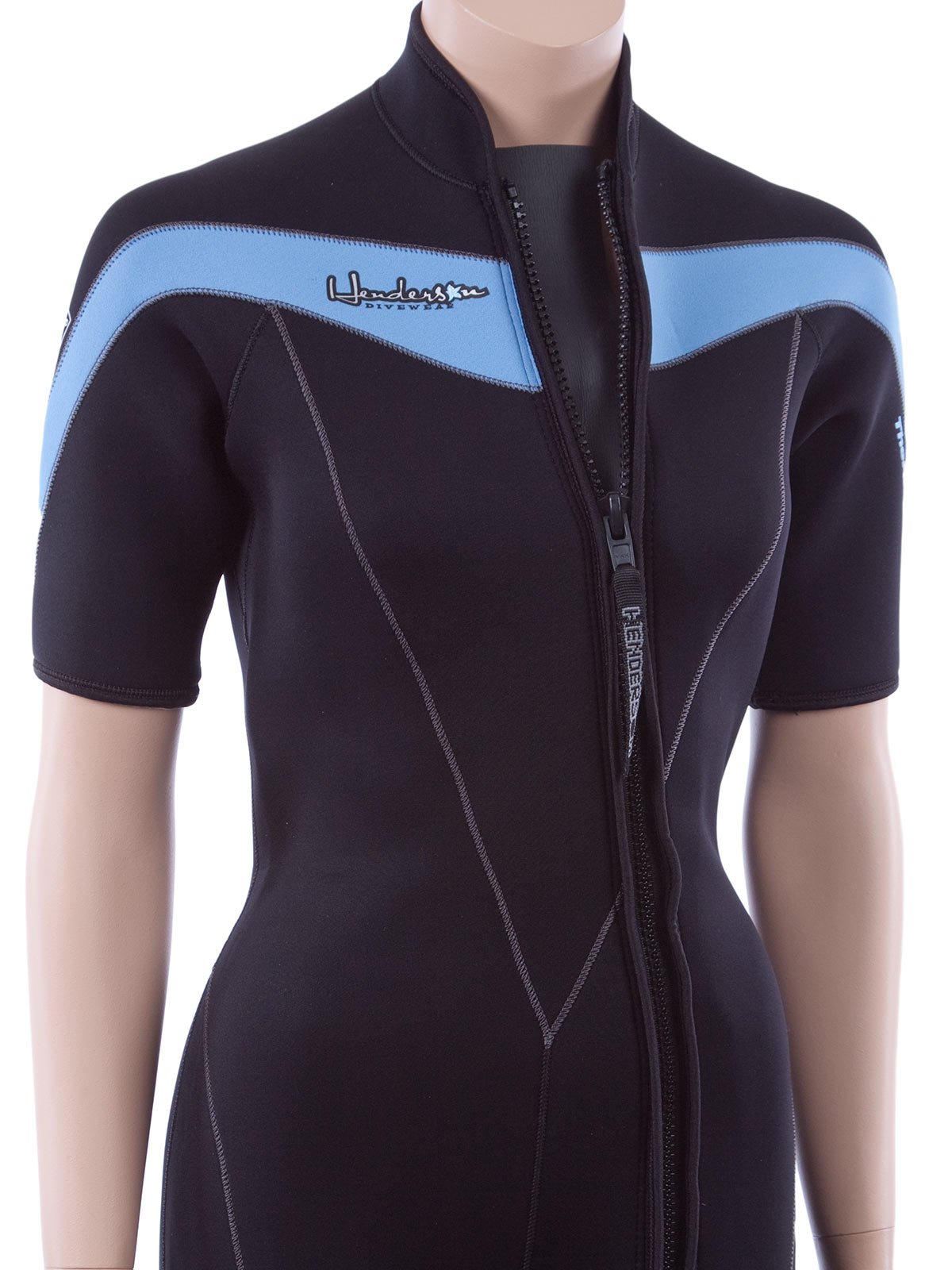 Henderson Thermoprene 3mm Womens Front Zip Wetsuit 18 Black/Sky Blue