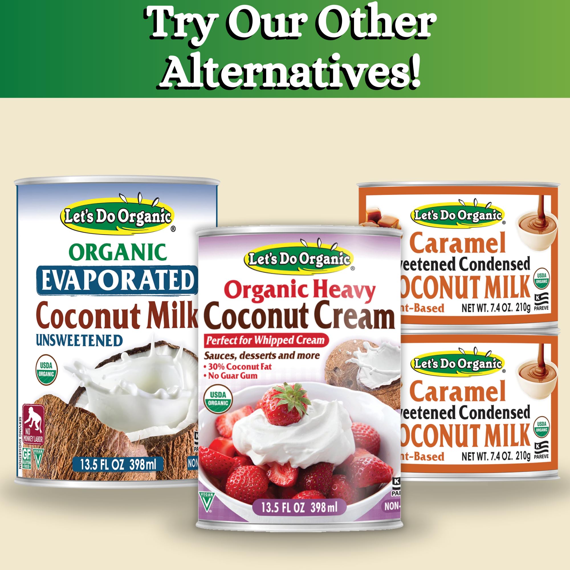 Let's Do Organic Heavy Coconut Cream β Canned Coconut Cream, Whipped Cream, Heavy Cream, No Guar Gum, Dairy Free, USDA Organic β 13.5 Fl Oz