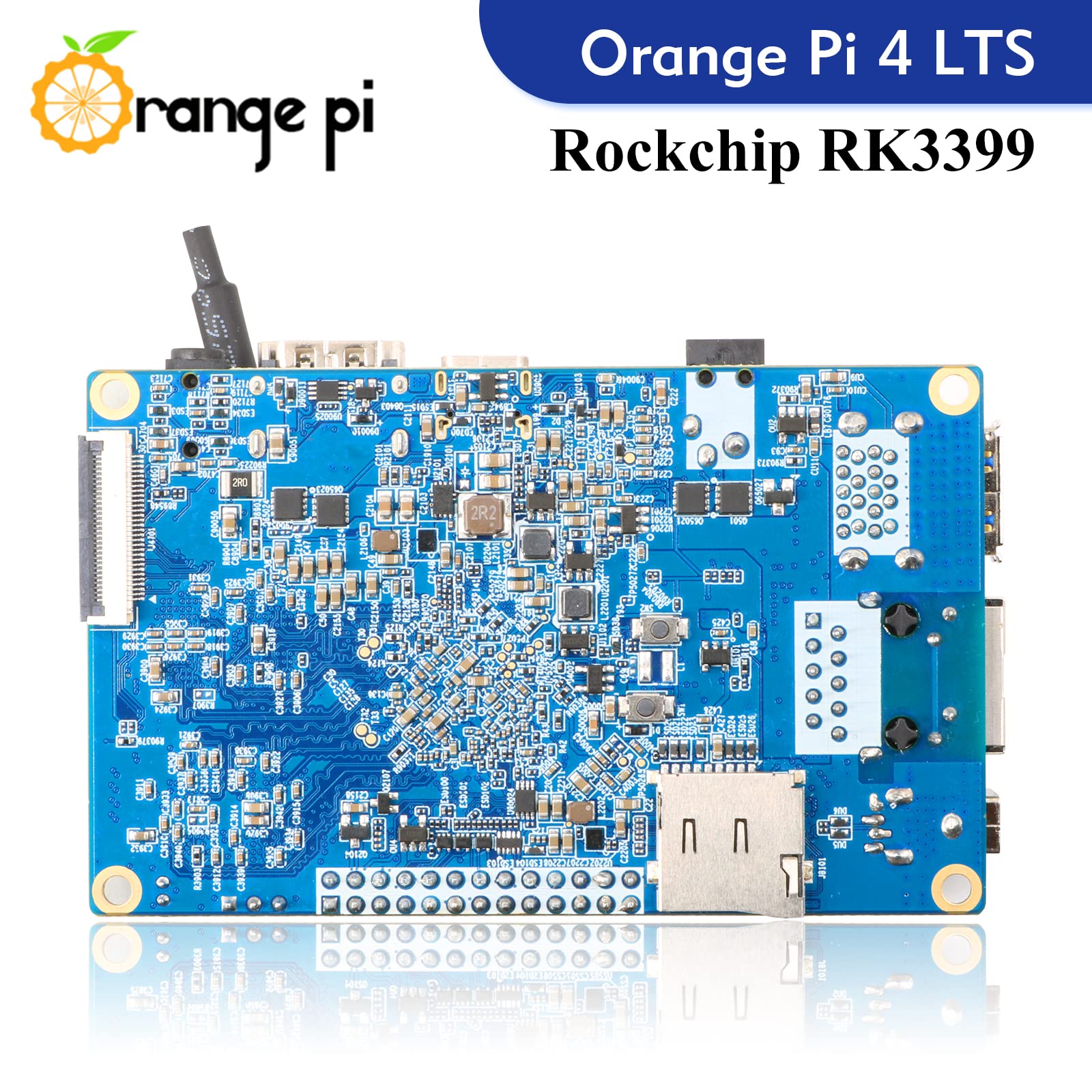 Orange Pi 4 LTS 4GB LPDDR4 Rockchip RK3399 Six Core ARMR 64 Bit with 16GB EMMC Flash, Single Board Computer Run Android, Ubuntu, Debian OS (Pi 4 LTS 4GB +16GB EMMC)