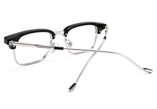 Karsaer Vision Blue Light Blocking Glasses, Half Metal Frame,Women&Men Computer Glasses Classic, Retro Designer Style,Anti Eyestrain/Filter Ray Lens-Silver