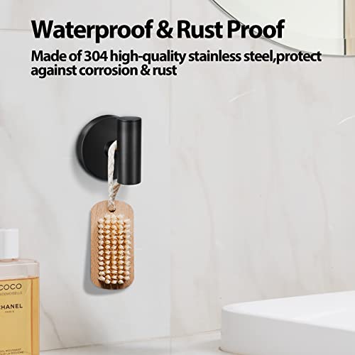 Kruodop Towel Hooks for Bathroom,4 Packs Wall Mount Towel Holder,Black Matte Wall Robe Hook,Stainless Steel Heavy Duty Door Hanger Towel Hook for Kitchen, Bedroom,Hotel,Pool,Coats and Keys