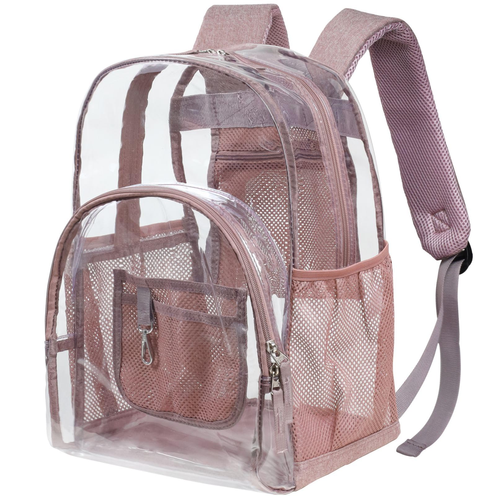 iSPECLE Clear Backpack - Durable Clear Backpacks for School Heavy Duty PVC Backpack with Reinforced Padded Straps Large Transparent Bag for College, Work, Security,Grey