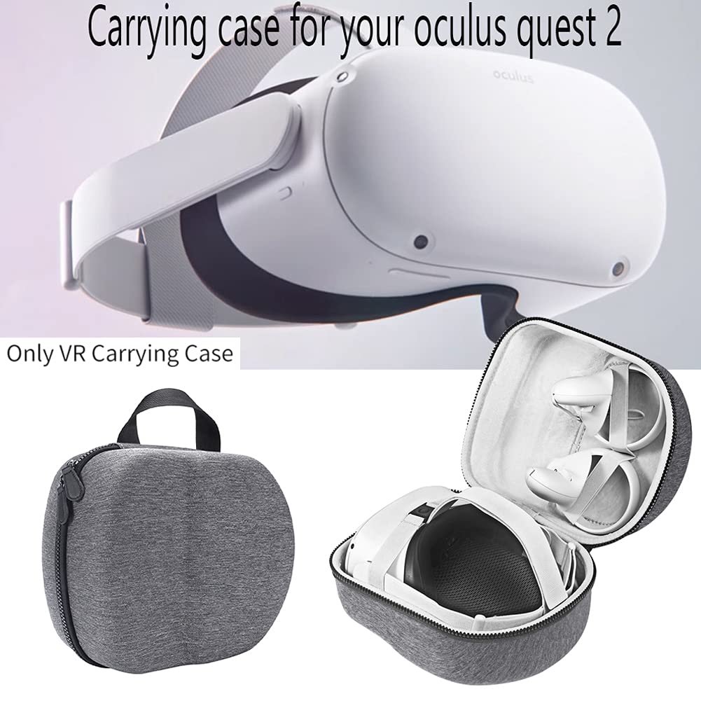 Just E Joy Travel Protective Case for Oculus Quest 2 Headset,Outdoor Shockproof Hard EVA VR Carrying Bag with a Strap Design(Grey)