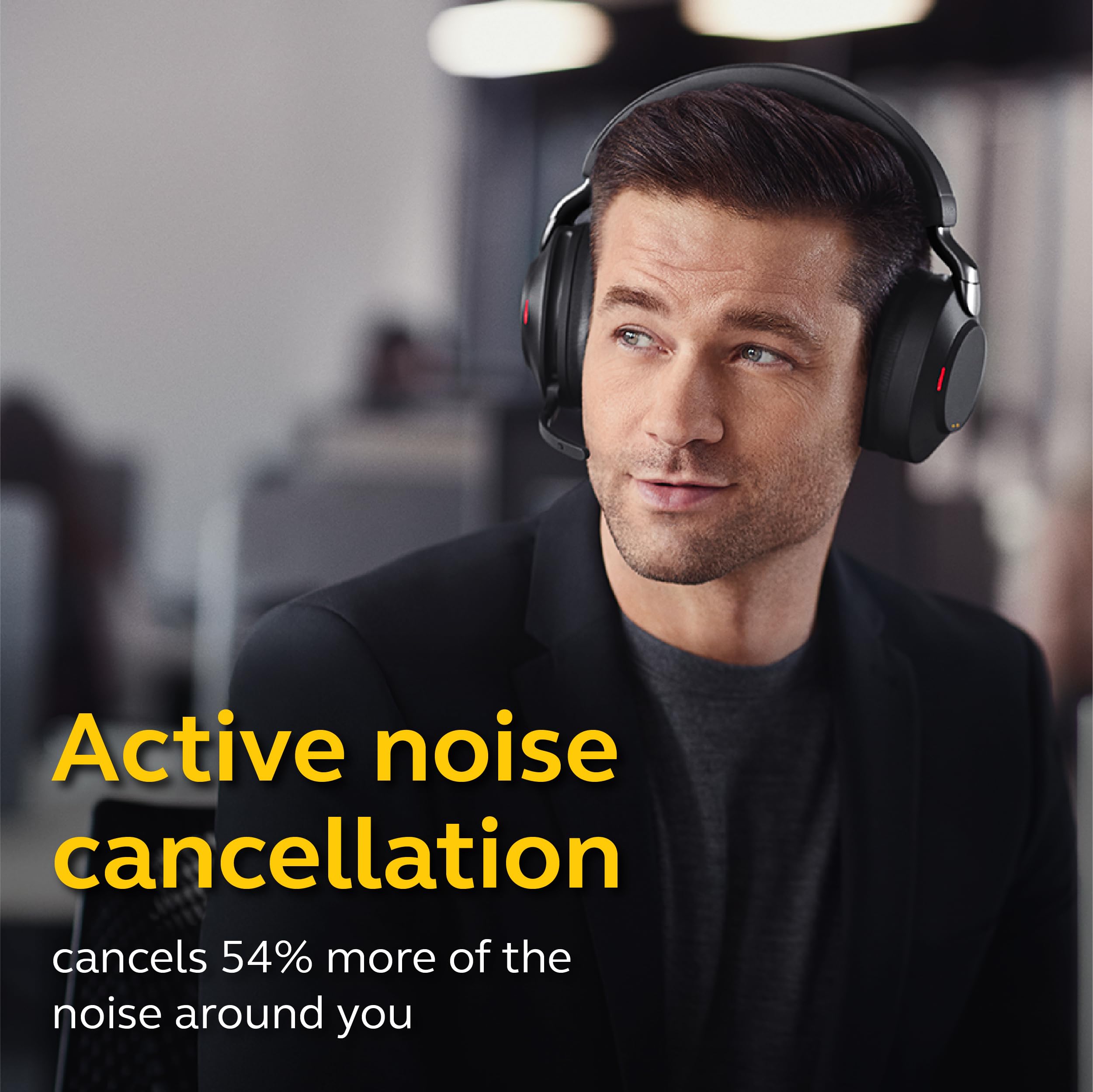 Jabra Evolve2 85 UC Wireless Headphones with Link380a, Stereo, Black – Wireless Bluetooth Headset for Calls and Music, 37 Hours of Battery Life, Advanced Noise Cancelling Headphones