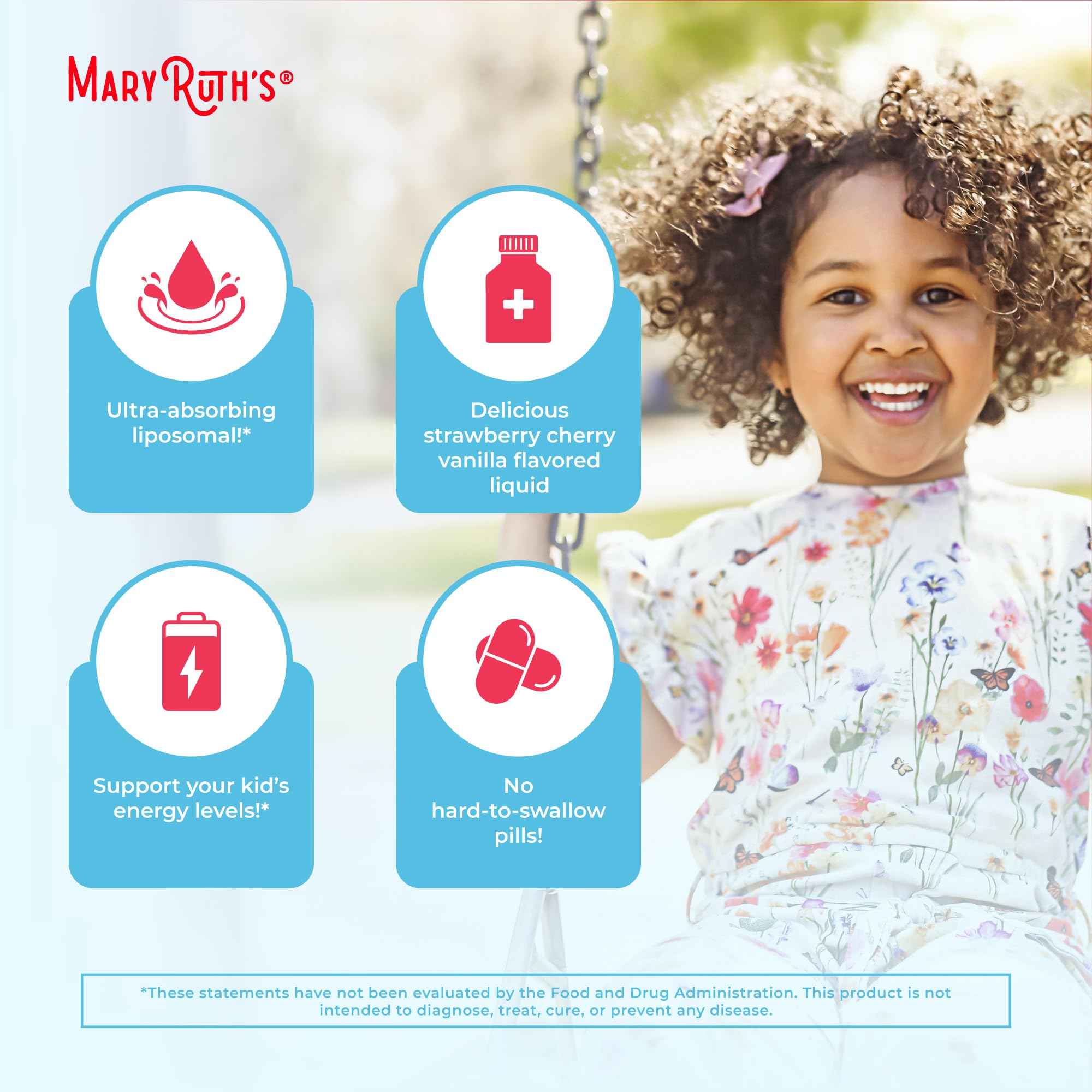 MaryRuth's Kids Multivitamin lipsomal | Vegan, Sugar-Free Vitamins for Kids Ages 2+ | Childrens Vitamins 1-2 Month Supply | Multivitamin for Kids | Multi | Kids Vitamins | 15.22 Fl Oz