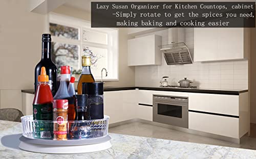 Lazy Susan Organizer, Upgraded 11.3" Clear Lazy Susan Turntable for Cabinet Table, Countertop Fruit Basket, Spice Rack Organizer, Snack Organizer, Spinning Makeup Organizer, Bathroom Etc (1 Pack)