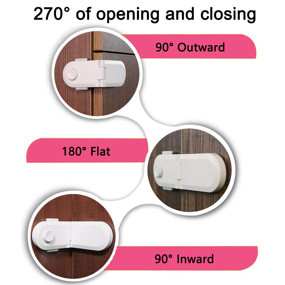 Improved Child Safety Cabinet Locks (2 Pack) - Baby Proofing Oven Door Lock for Drawers, Cupboard, Oven, Fridge, Toilet Seat and More - No Drilling Needed - 3M Adhesive