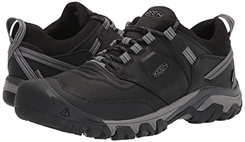 KEEN Men's Ridge Flex Low Height Waterproof Hiking Boots, Black/Magnet, 17