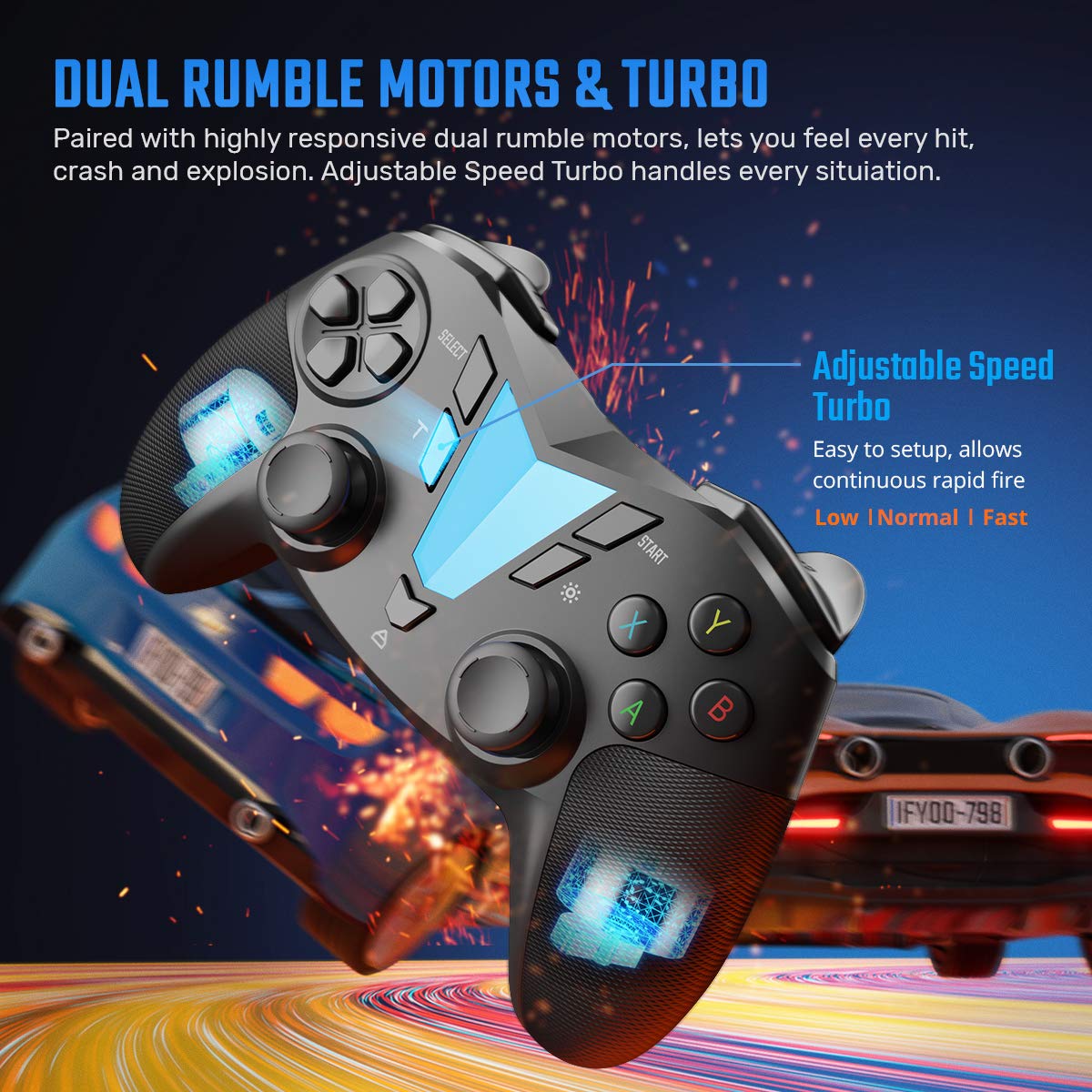 IFYOO V911 2.4G Wireless PC Game Controller USB Gaming Gamepad Joystick For Computer & Laptop & Notebook (Windows 10/8/7/XP, Steam), Android and PS3 - Black