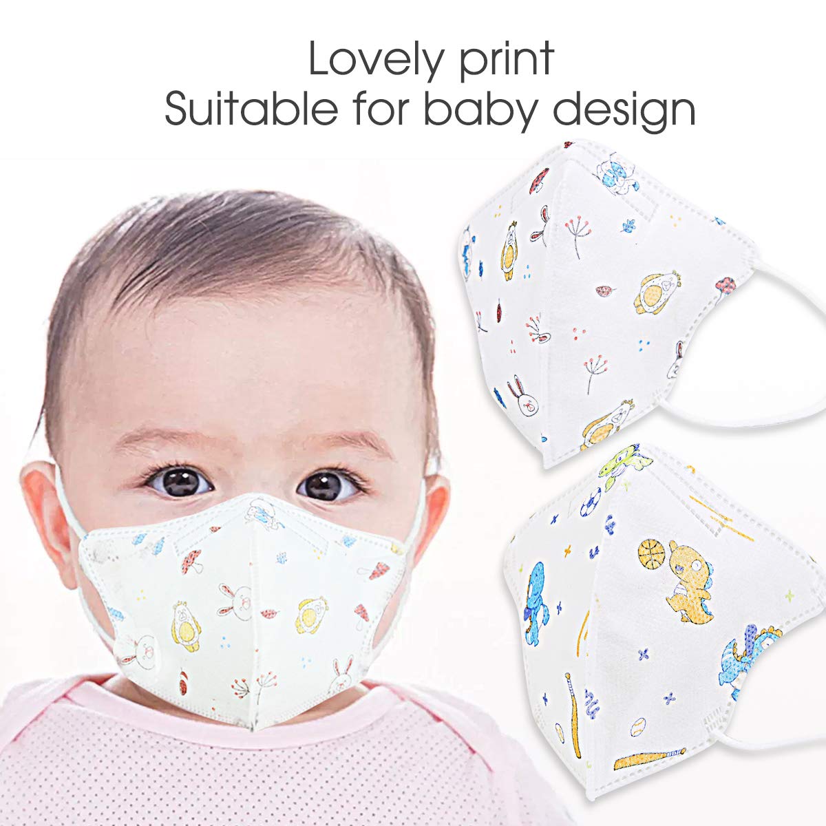 Kids Face Mask Individually Wrapped Reusable 20 Pack 4 Layers Cup Dust Face Masks for Kids Boys Girls (3-8 Years)