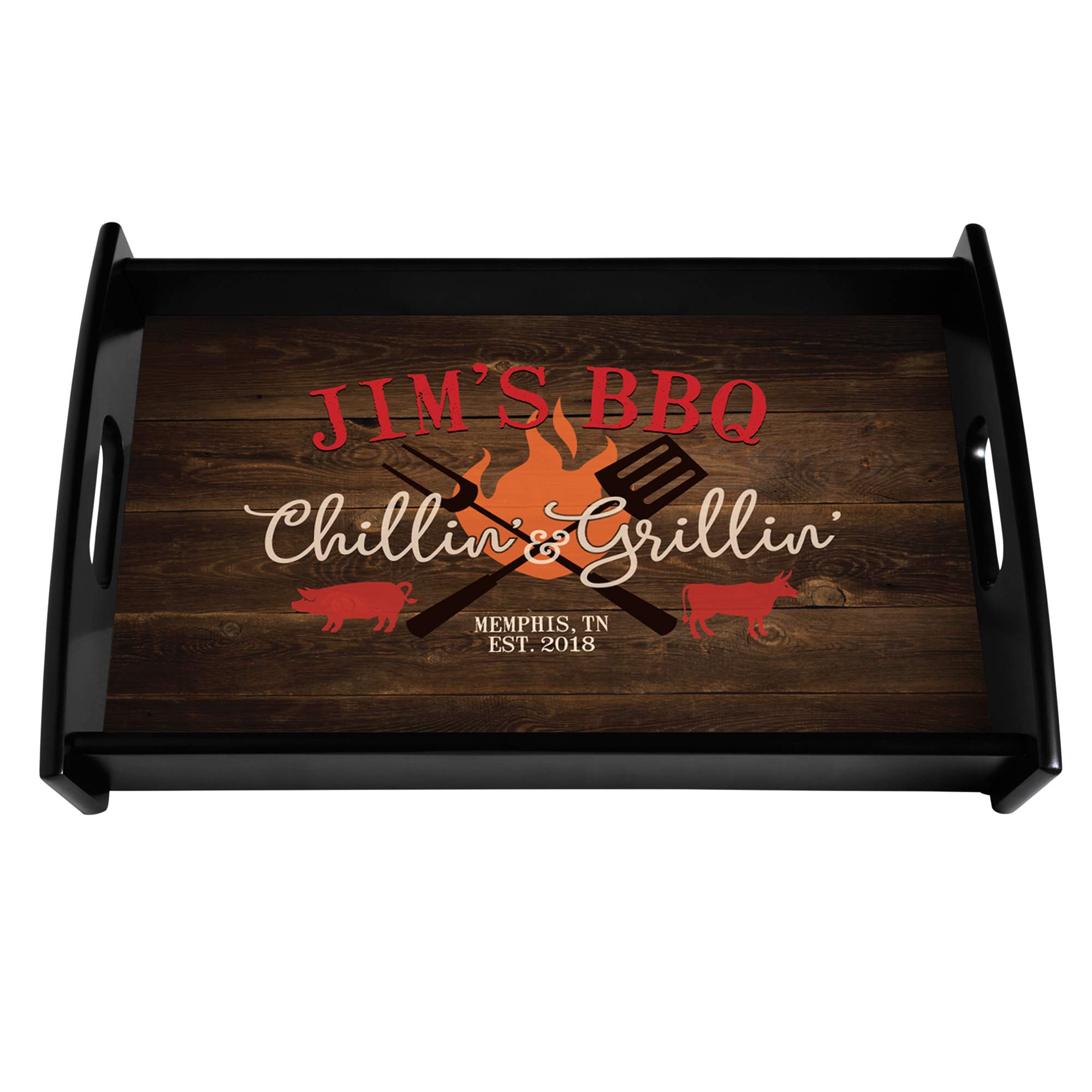Letās Make Memories Personalized Serving Tray - Chillinā & Grillinā - for Backyard Chefs - Unique Entertaining Essential - Customize Title, Message