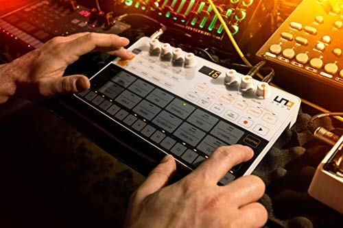 IK Multimedia UNO Drum analog and digital drum machine with 6 analog voices, 64-Step Sequencer, USB and 2.5mm MIDI, 100 pattern presets, battery-powered and portable