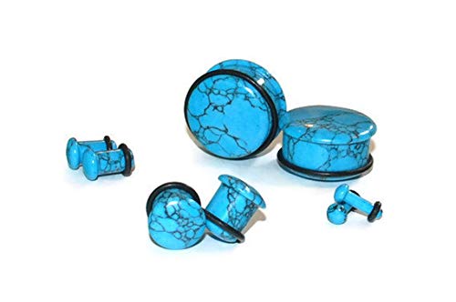 Intrepid Jewelry Synthetic Turquoise Single Flare Stone Plugs (5/8" (16mm))