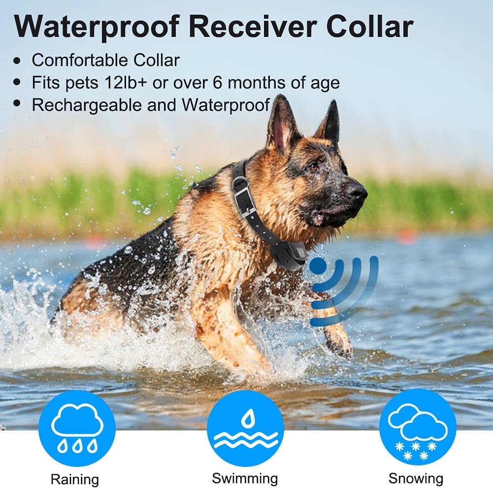 In-Ground Dog Fence System for Dogs and Cats, Underground Wired Electric Pet Fence Containment System with Waterproof & Rechargeable Training Collar (1 Set)