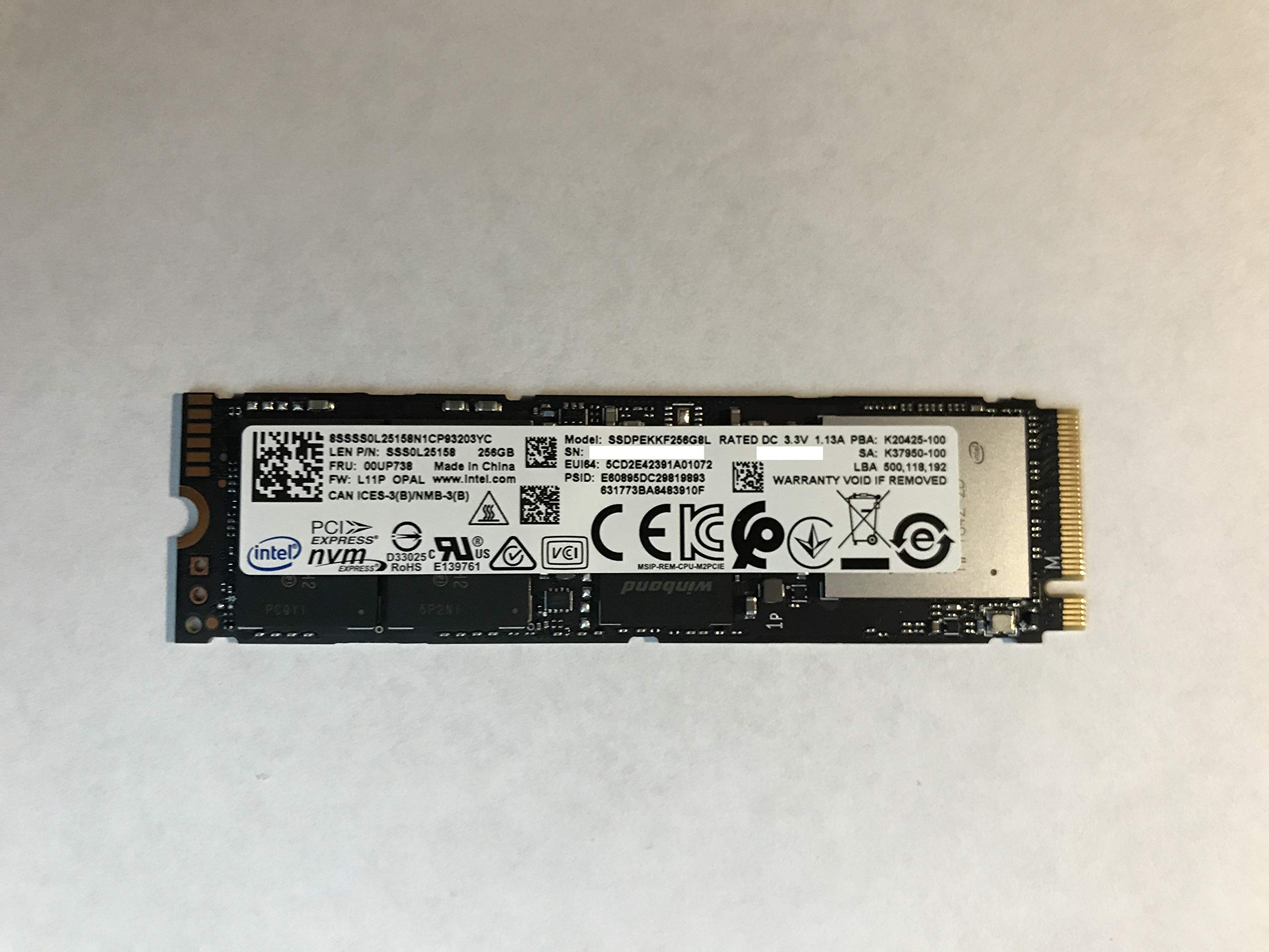 Intel 256GB PCIe-NVMe SSD, 2280 M.2, SSDPEKKF256G8L